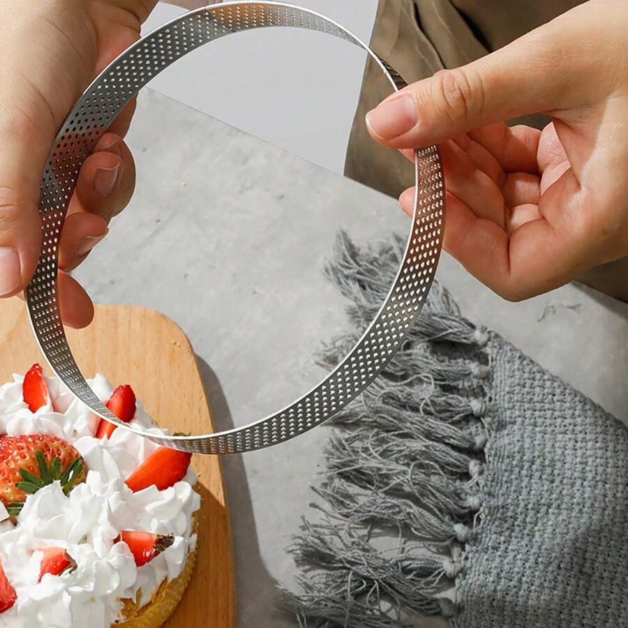6pcs Stainless Steel Baking Molds, Tart Rings, Round Perforated Tart ...