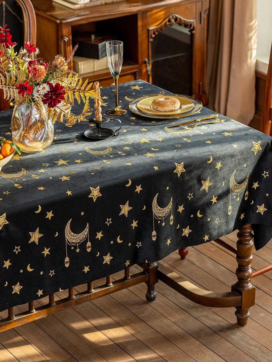 1pc Star & Moon Pattern Foil Retro Printing Festival Decorative ...
