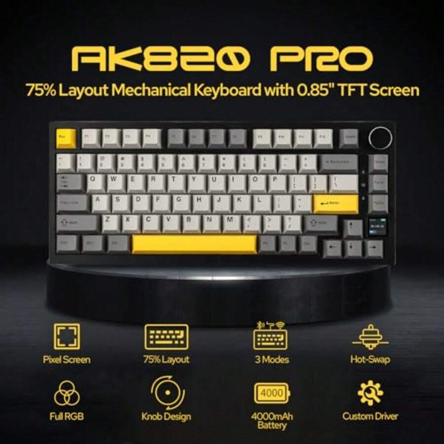 EPOMAKER 75% Gasket-Mounted Mechanical Keyboard With TFT Screen 3 Modes ...