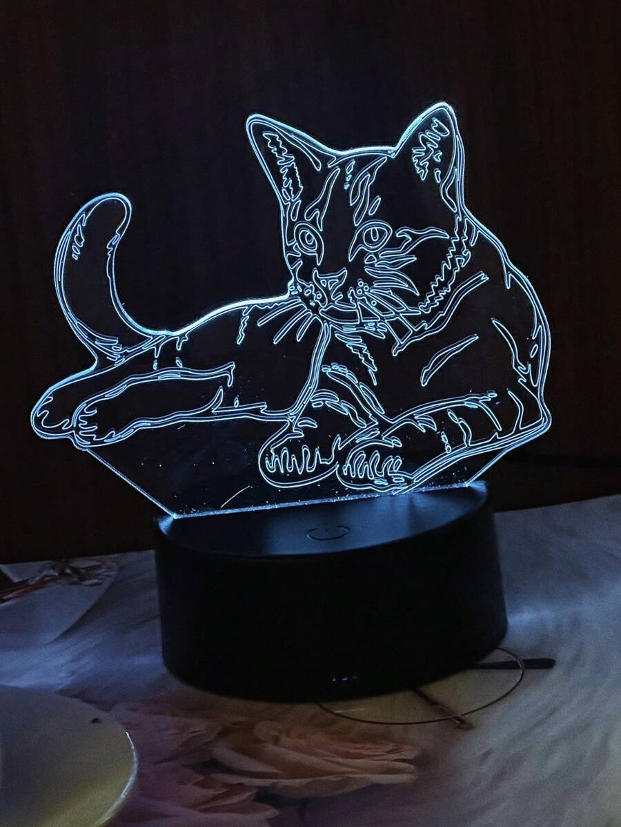1pc 3D Cat Night Light, Touch Control, USB Powered, Color Gradient ...