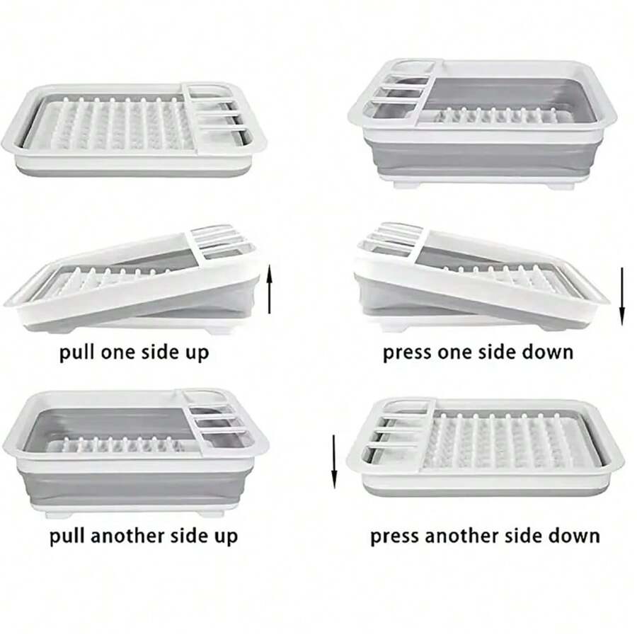 1PC Collapsible Silicone Dish Rack - Space-Saving Foldable Dish Drainer ...