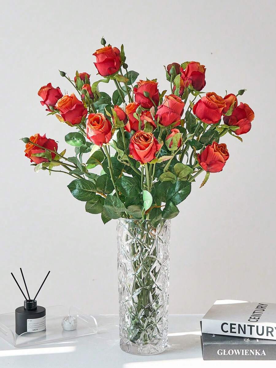 1pc Artificial Rose Flowers Long Stem Fake Silk Roses For DIY Wedding ...