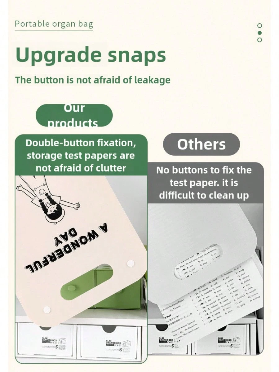 Solid Color A4 Vertical Accordion File Folder 13-Layer Student Test ...