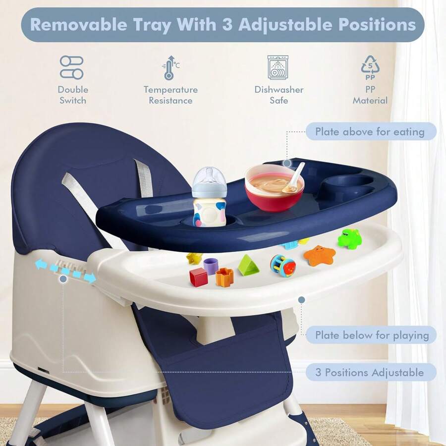 Froadp Kleinkind-Hochstuhl, mobiler Hochstuhl mit 5-Punkt ...