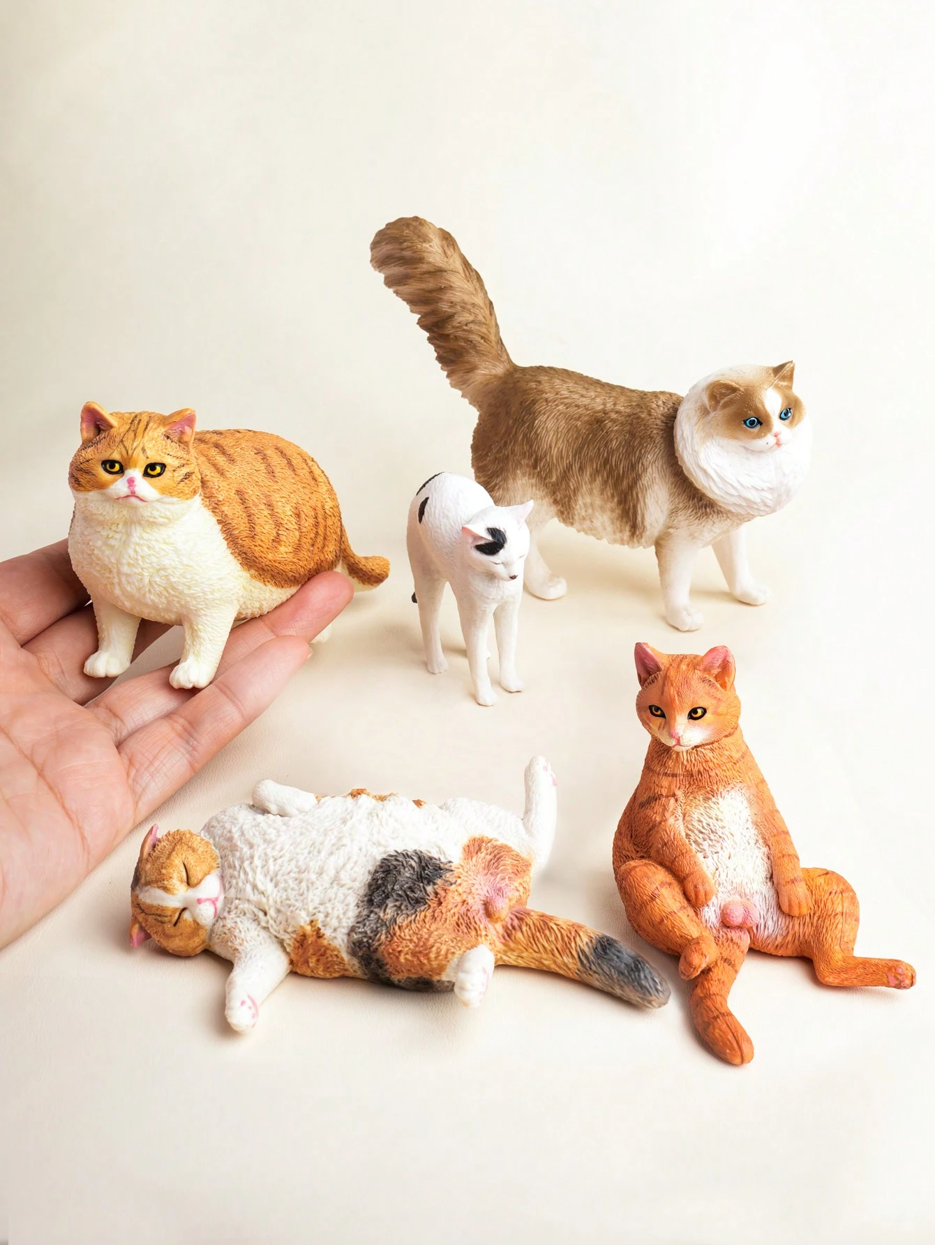 Craft Gypsum Creative Model, Realistic Cat Plush Toy, Lazy Orange Cat ...