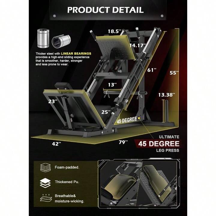 Leg Press Hack Squat Machine, Professional Adjustable Leg Press Machine ...