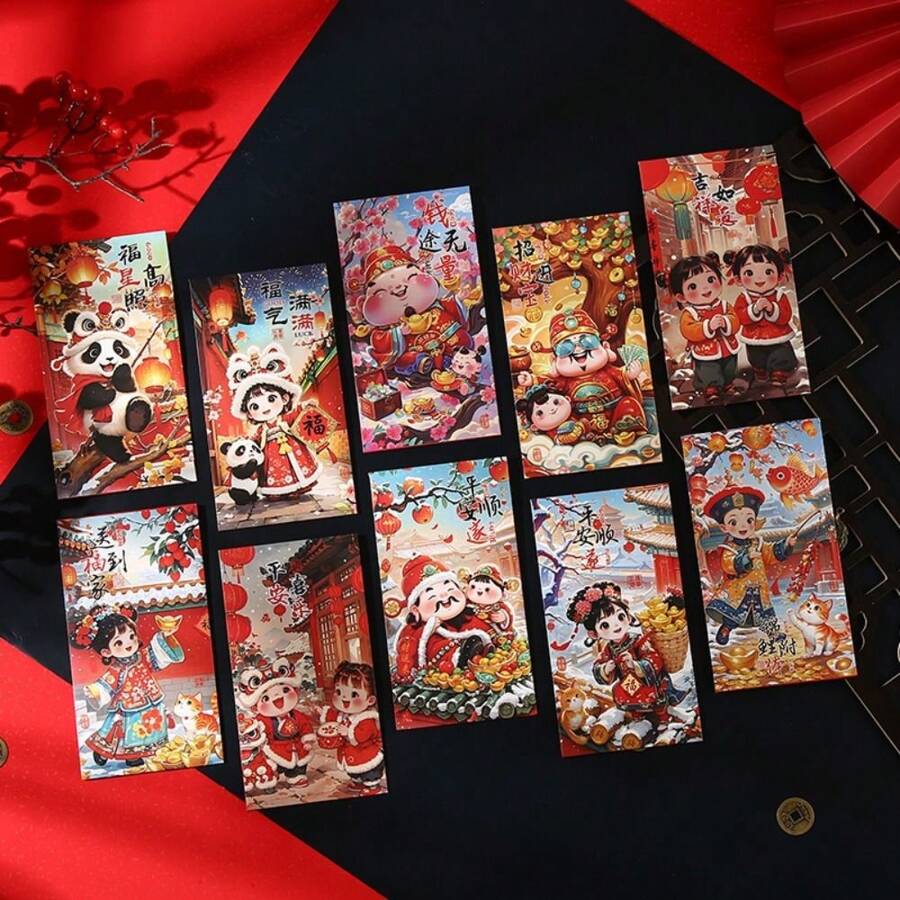 6pcs 2025 Chinese New Year Red Envelopes Cartoon Snake Year Hongbao ...