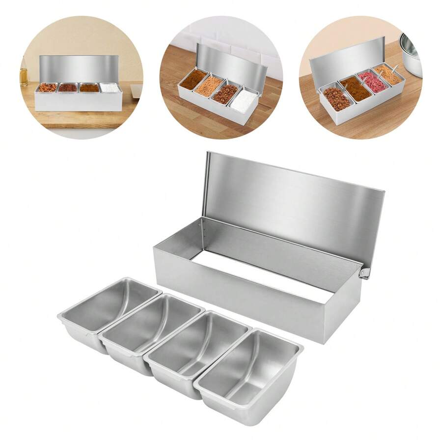 Stainless Steel Condiment Dispenser Food Server Container Countertop ...