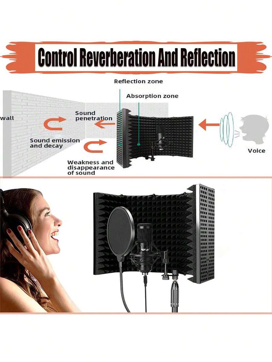 Microphone Soundproof CoverPortable Professional RecordingSoundproof ...