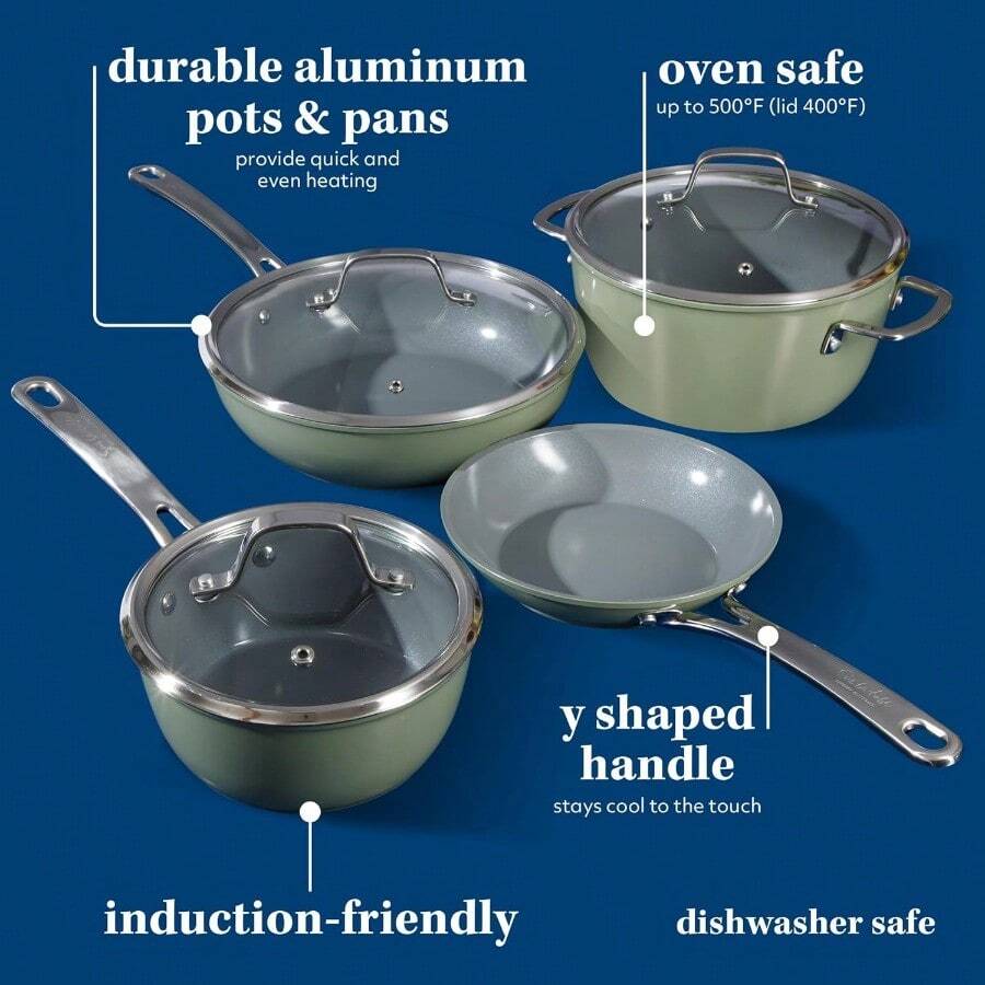 Table Kitchen Essentials 10 Piece PFA Free Titanium Ceramic Nonstick ...