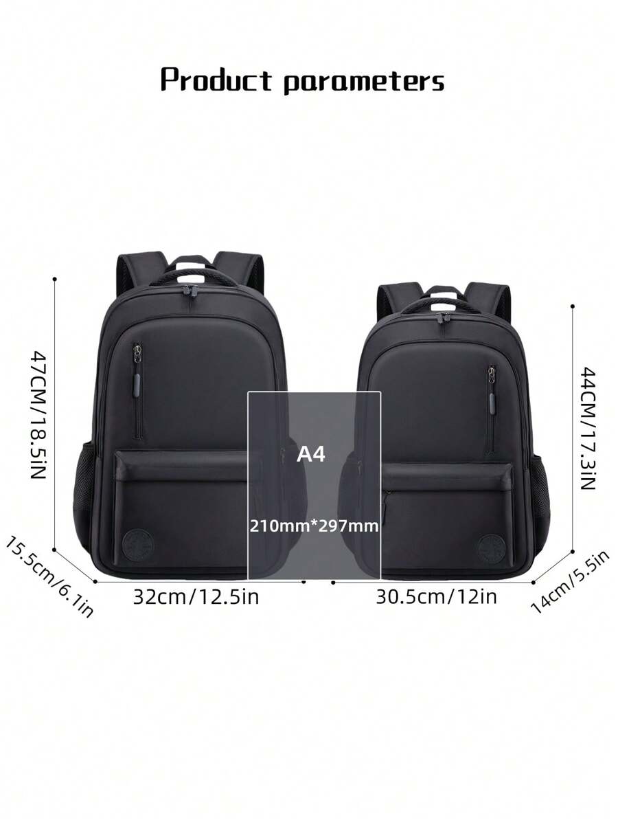 1pc Black Student Backpack, Travel Backpack, Large Casual Backpack, 18. ...