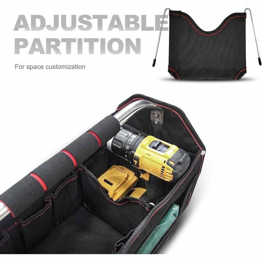 Deluxe Foldable Open Top Tote 18 Inch 27 Pocket Toolkit Removable ...