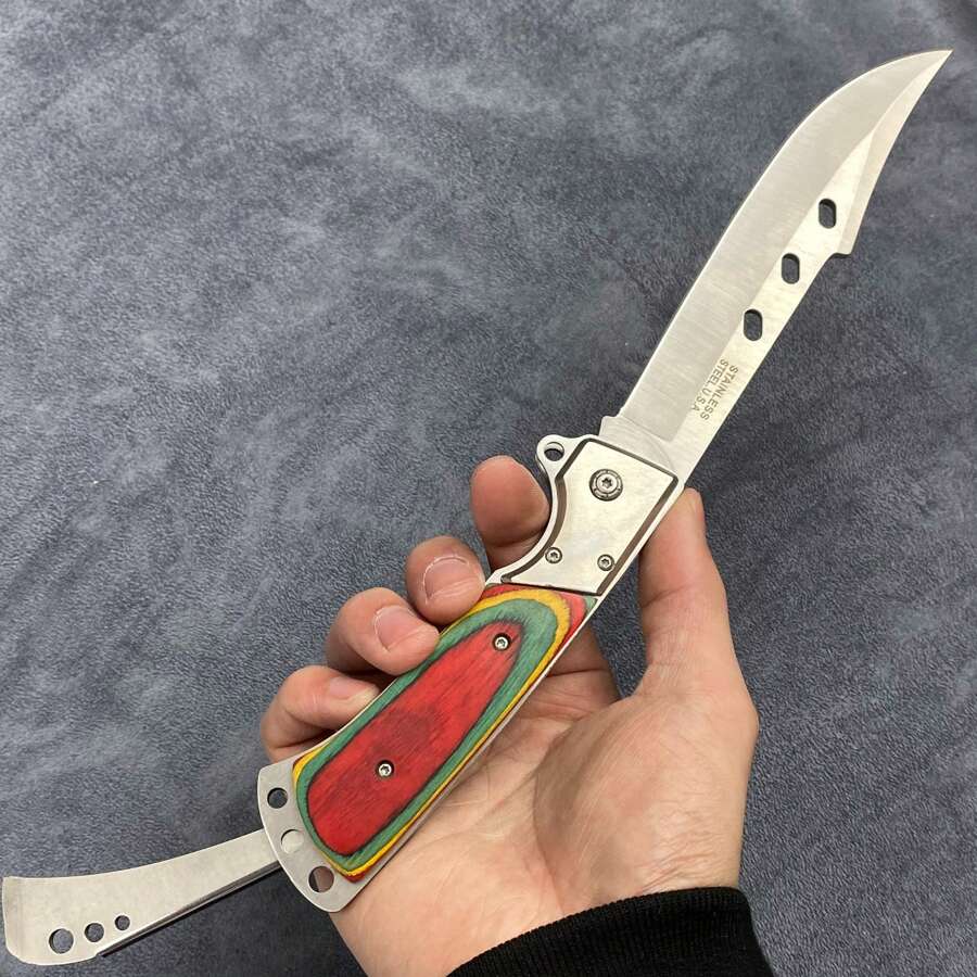 10.5" Large Folding Knife With Long Blade - Heavy Duty EDC Tactical ...