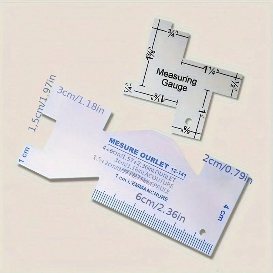2PCS Precision Aluminum Tailor Ruler - Multi-Sided Metal Design ...