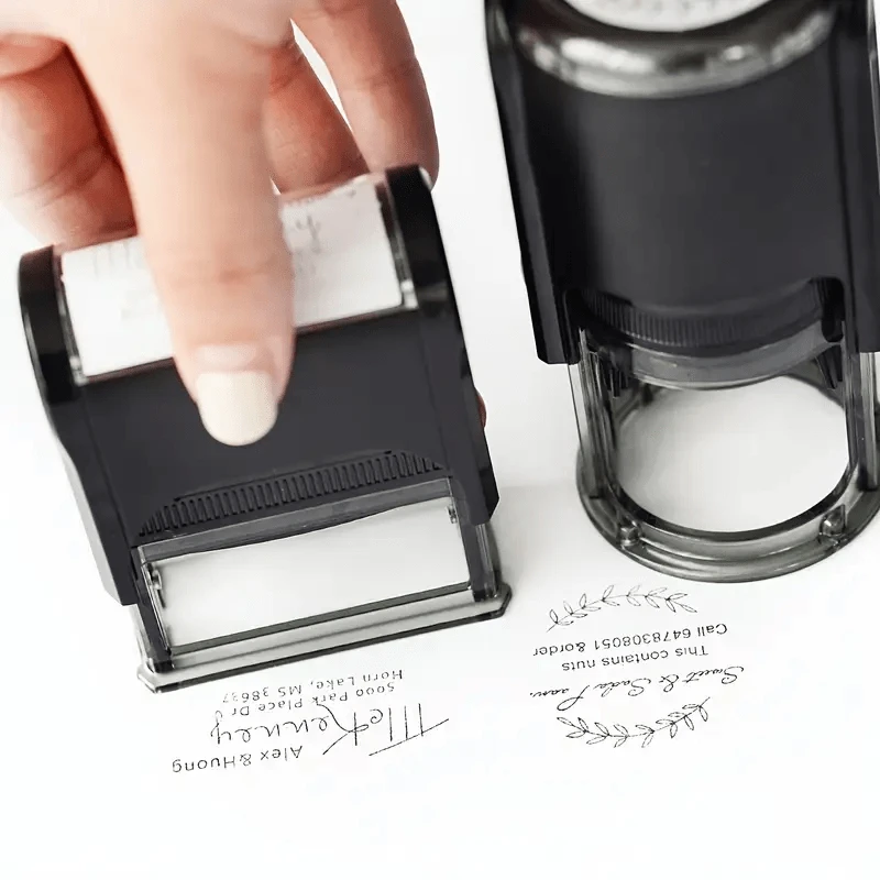 Customizable Black Acrylic Self-Inking Stamp With Custom Address ...