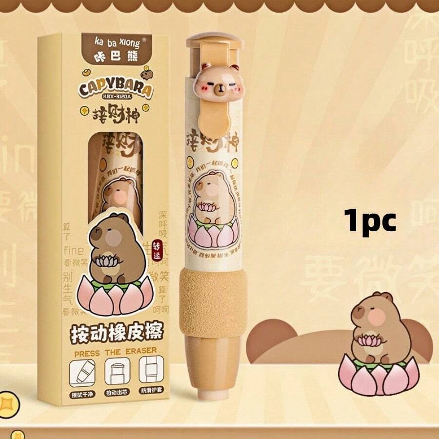 1pc Retractable Push Eraser, Cartoon Cute Button Eraser, No Debris, No ...