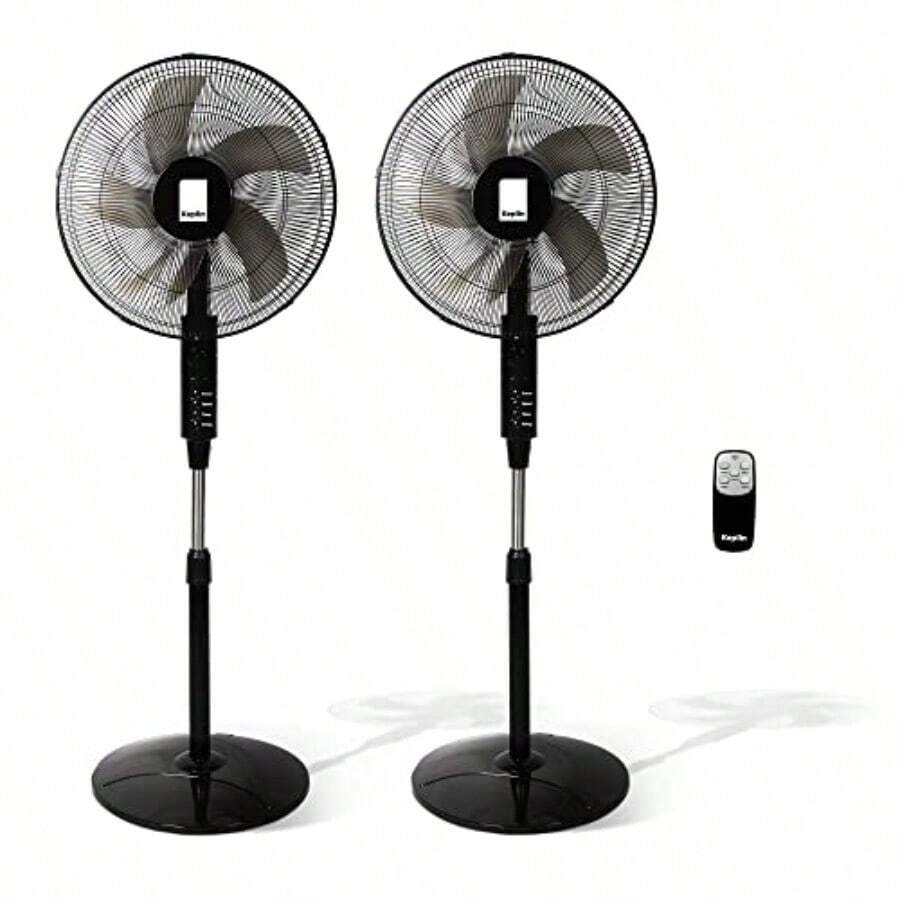 Pedestal Fan 60W 3-Speed Turbo Wind Remote Control 7.5-Hour Timer ...