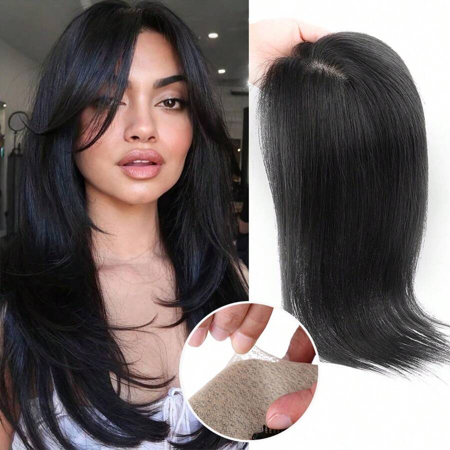 Postizos para mujeres de cabello humano real de 10x12cm, extensiones de ...