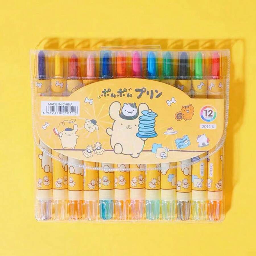 Sanrio Sanrio Rotational Crayons 12 Colors, Cartoon Kuromi Short Wax ...