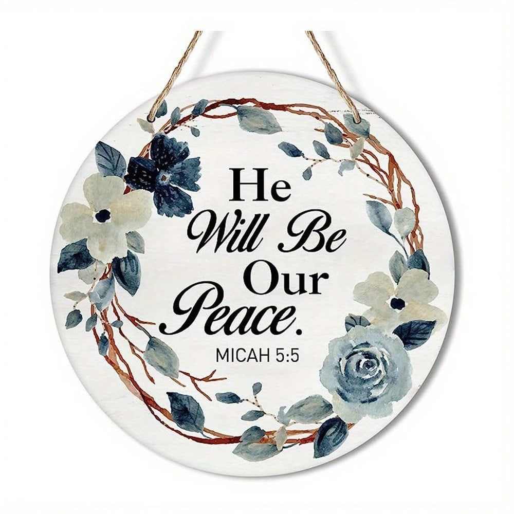 A Wreath Sign, Round Faux Wood Tag With Inspirational Bible Verses ...