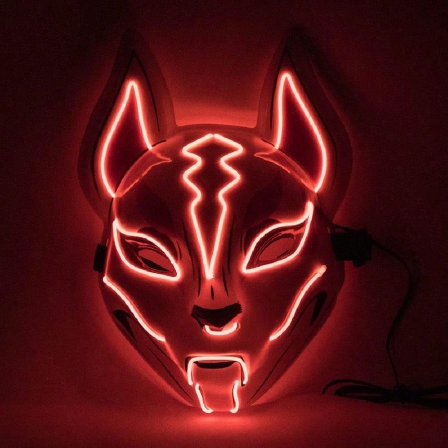 Halloween Glowing Mask Bar Celebration Props LED Illuminated Face Mask ...