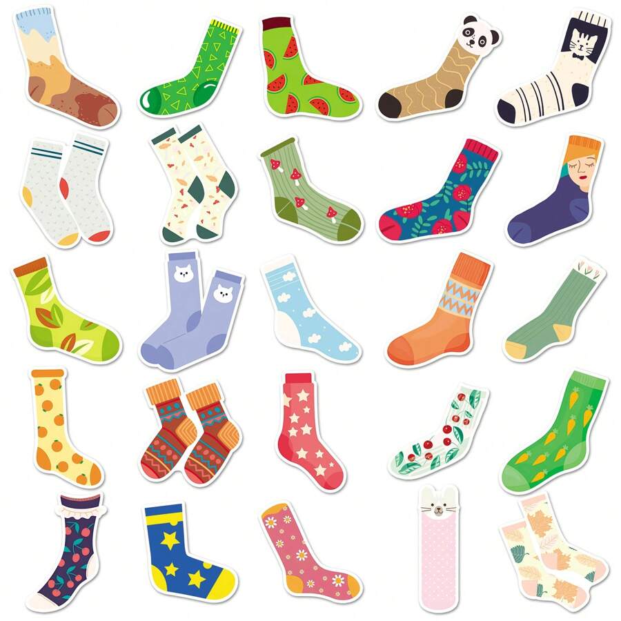 50Pcs Socks Stickers | Vinyl Aesthetics Stickers For Scrapbook ...