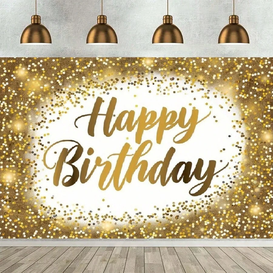 Happy Birthday Backdrop Sign With Gold Glitter, Versatile Photography ...