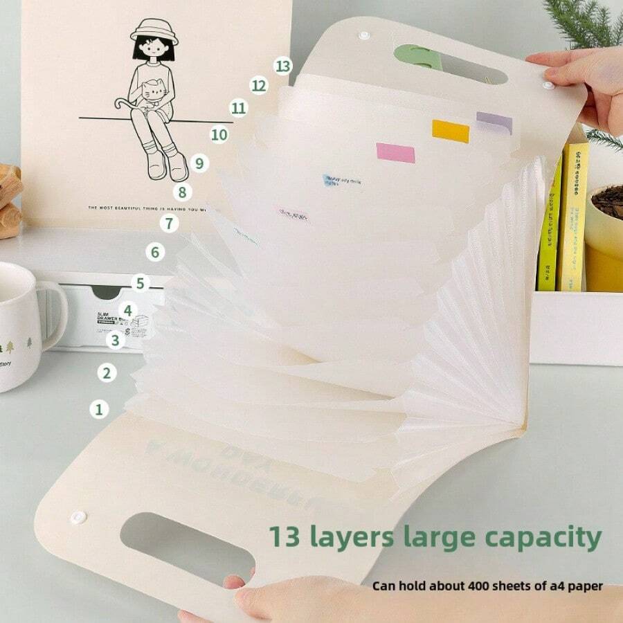 Solid Color A4 Vertical Accordion File Folder 13-Layer Student Test ...