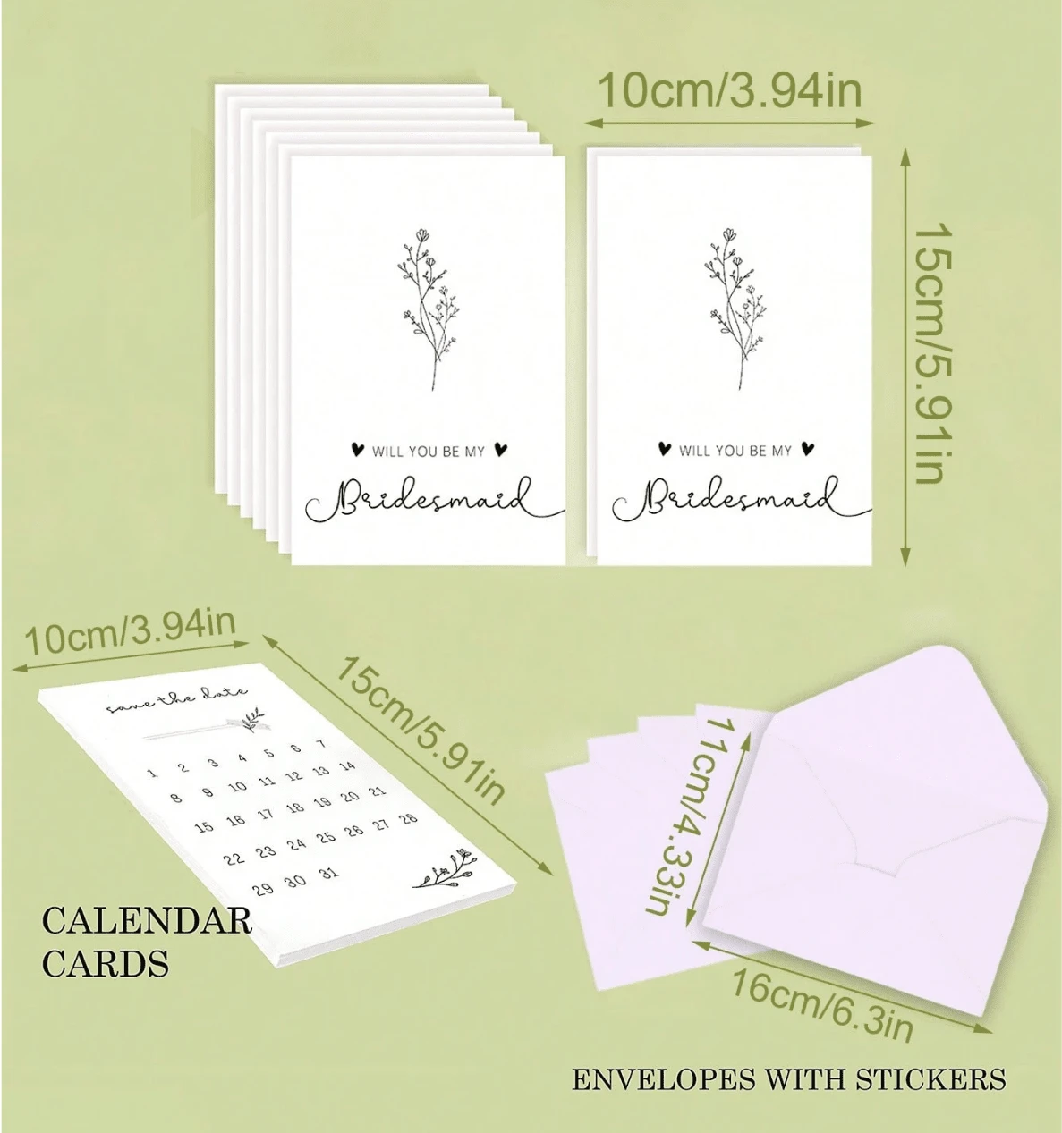 12 Set Bridesmaid Proposal Cards - 12 Will You Be My Bridesmaid Card ...
