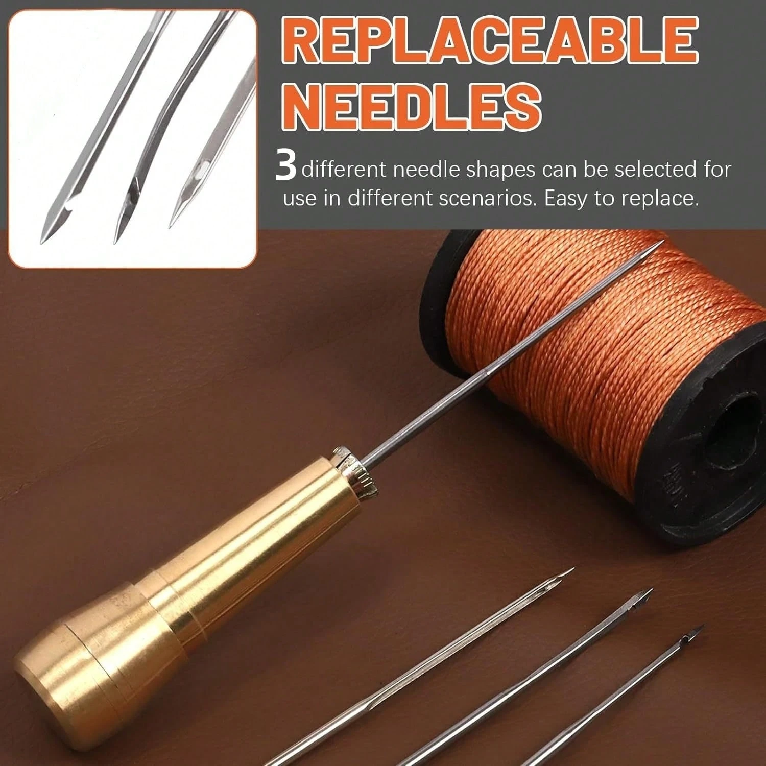 DIY Faux Leather Sewing Kit With Copper Handle Awl - Complete Needle ...
