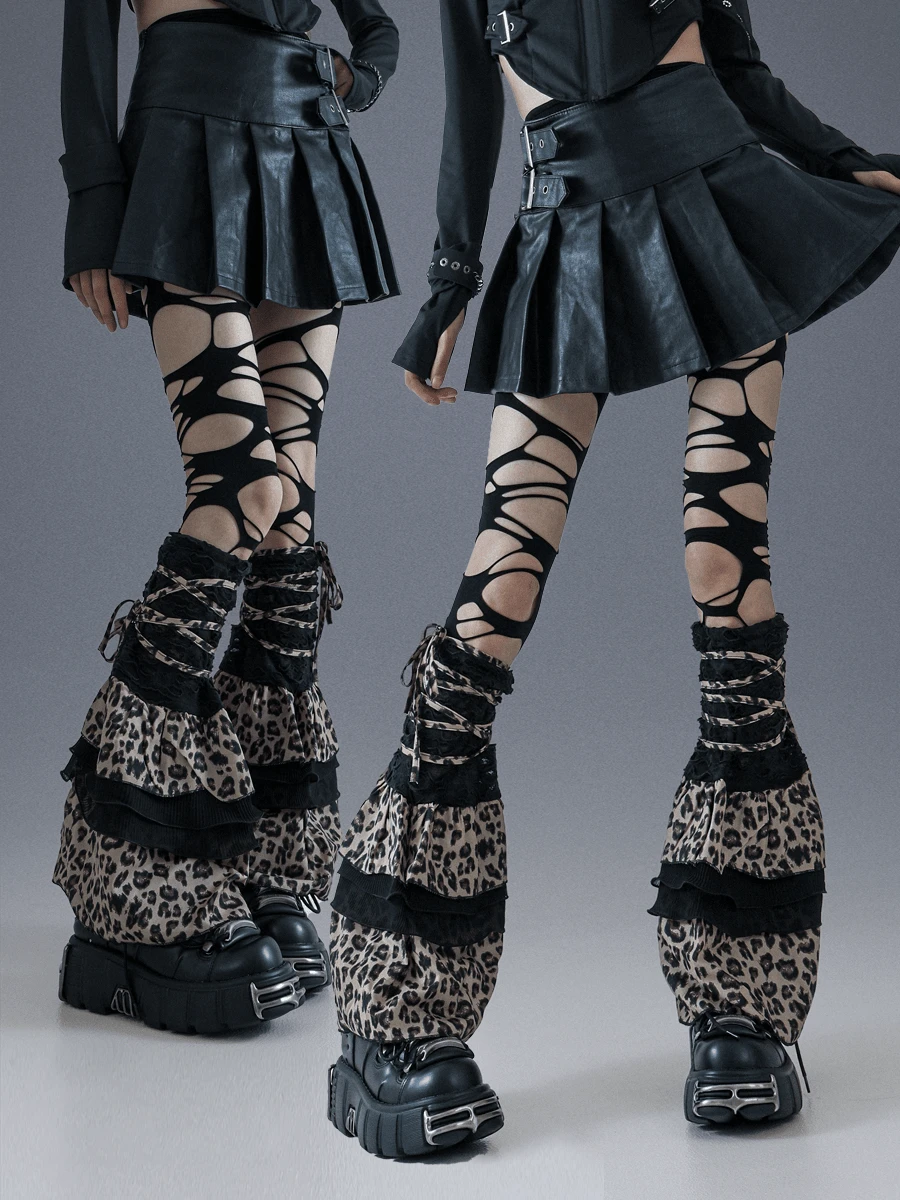 Subculture Dystopian Style Dopamine Ins Style Leopard Print Leg Warmers ...
