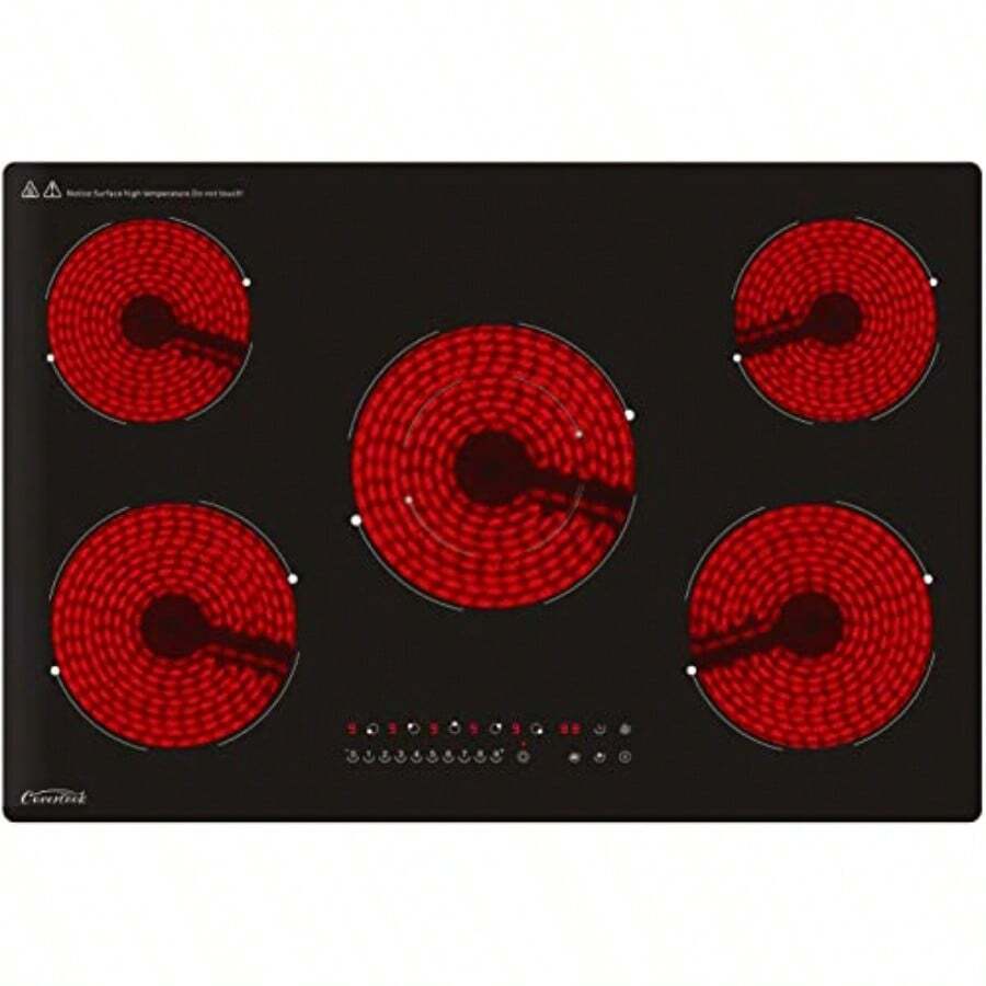 Electric Ceramic Hob 60cm Cooktop Built-In Hot Plate Black Glass Cooker ...