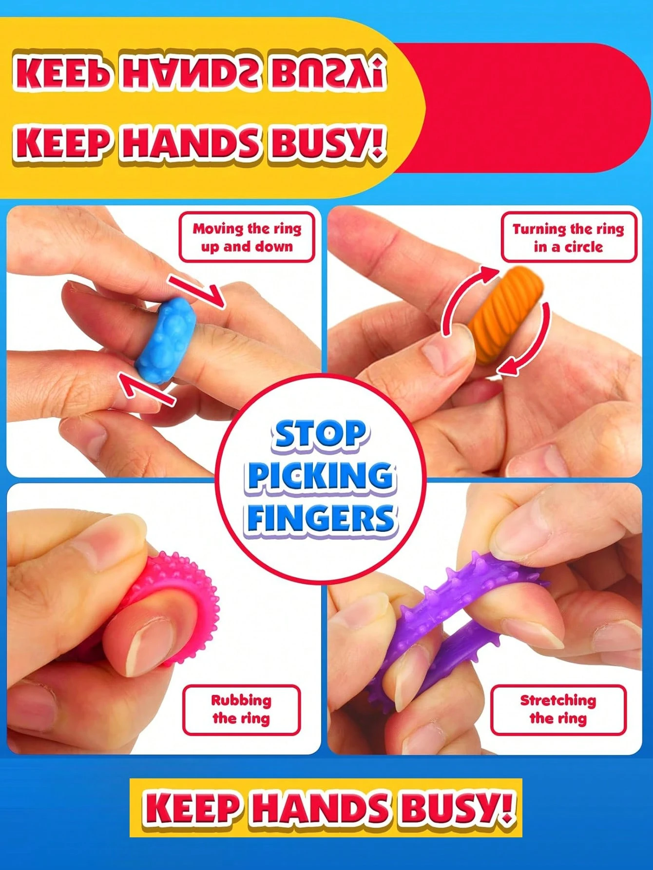 lovely flower Fidget Toys Sensory Rings: Fidget Ring Sensory Toys With ...