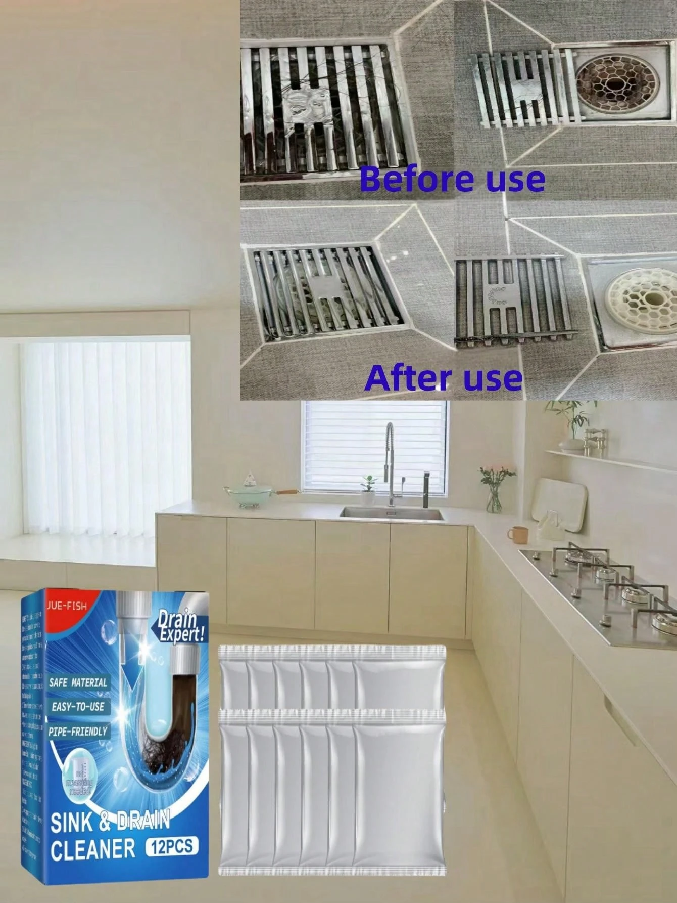 Toilet & Kitchen Drain Clogging Remover, Odor Eliminator & Cleaning ...