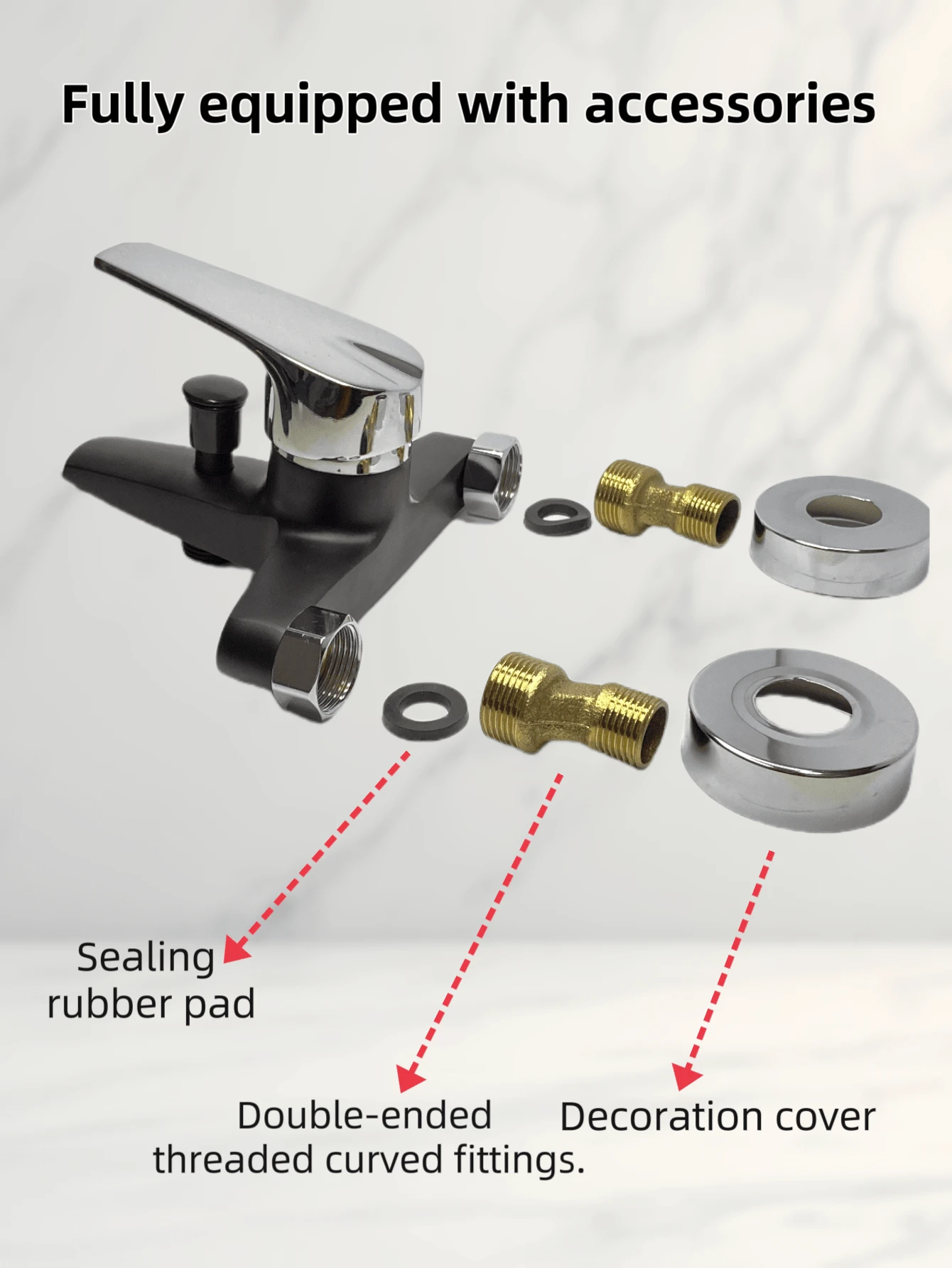 1PC Wall Mounted Bathroom Bathtub Faucet, Dual Handle Mixer Tap With ...