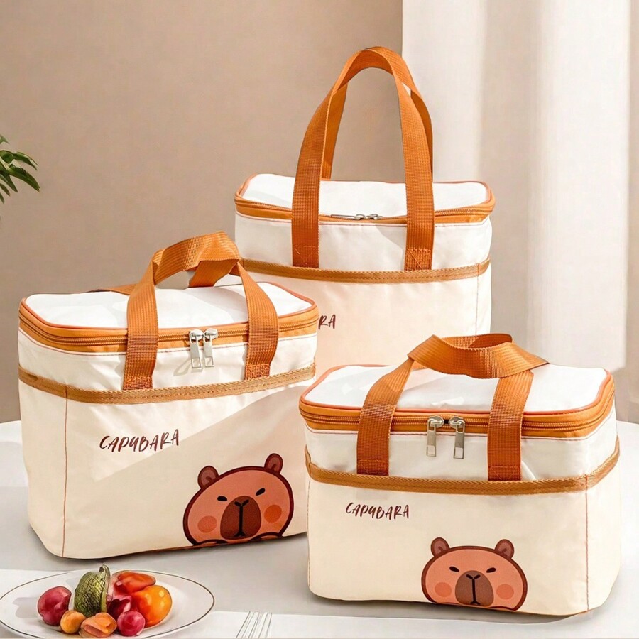 1pc Portable Large Capacity Capybara Insulated Lunch Bag, Cute Cartoon ...