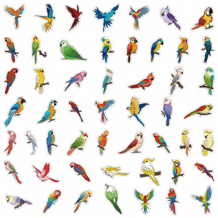 51Pcs Parrot Stickers Aesthetic Vinyl Stickers Decals Scrapbook ...
