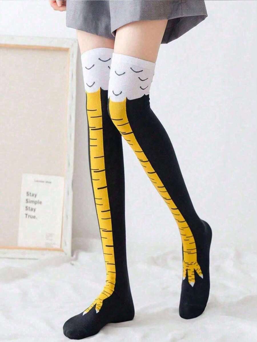 1 Pair Of Novel Neutral Chicken Claw Design Knee High Socks, Fun ...