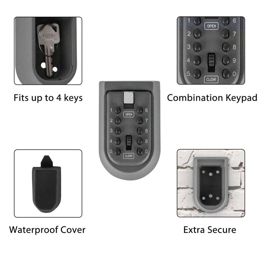 MINSHUXI Indoor & Outdoor Key Lock Box Wall Mounted Push Button ...