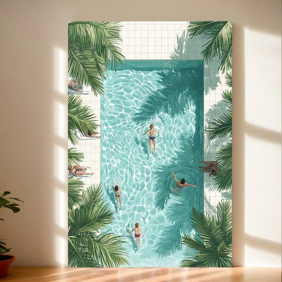 Retro Nostalgia Swimming Pool Canvas Art, Summer Vibes Wall Decor For ...