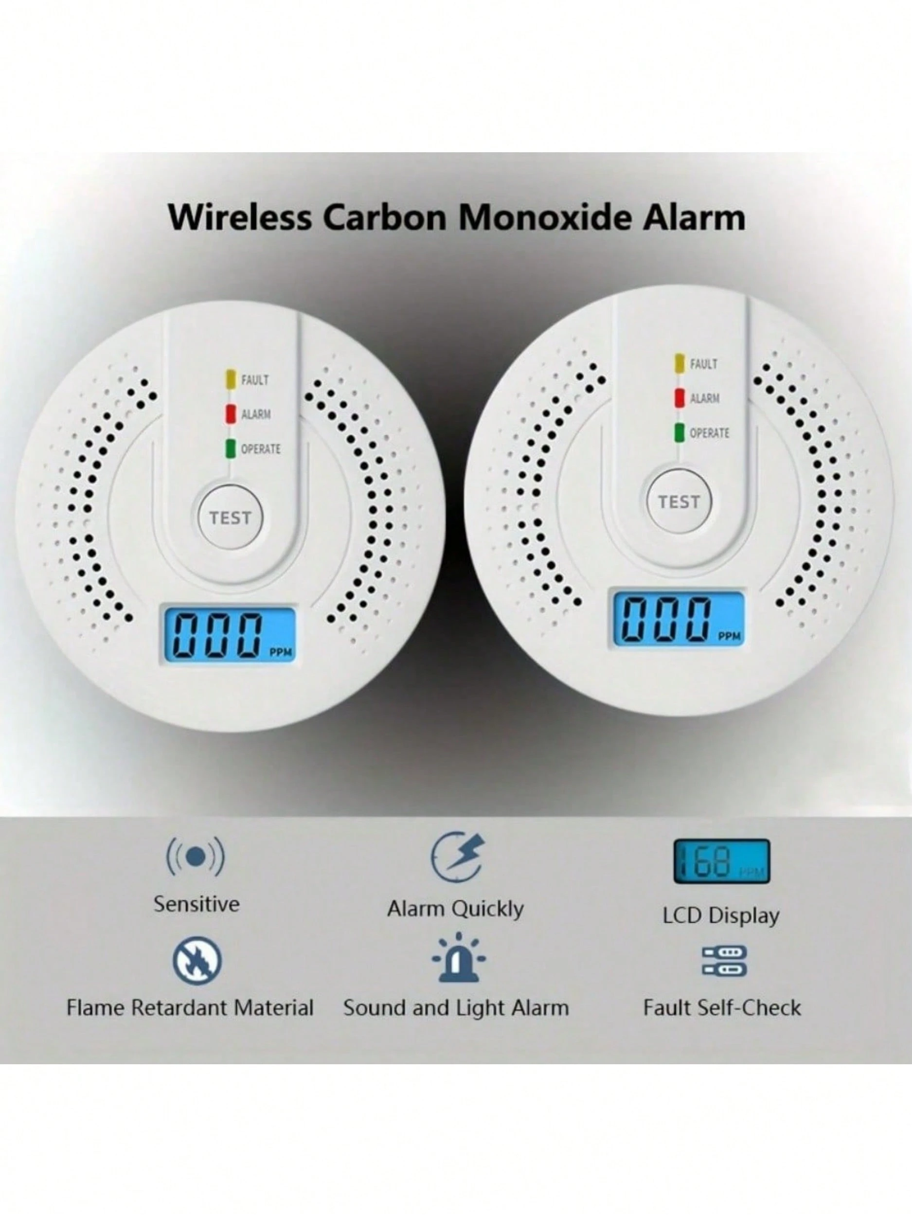 1 pièce Détecteur de CO autonome, détecteur de monoxyde de carbone avec ...