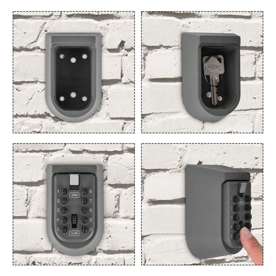 MINSHUXI Indoor & Outdoor Key Lock Box Wall Mounted Push Button ...