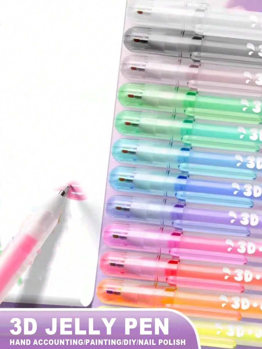 12 Colors - 8 Colors 3D Jelly Pens, Large Capacity Opaque Highlighter ...