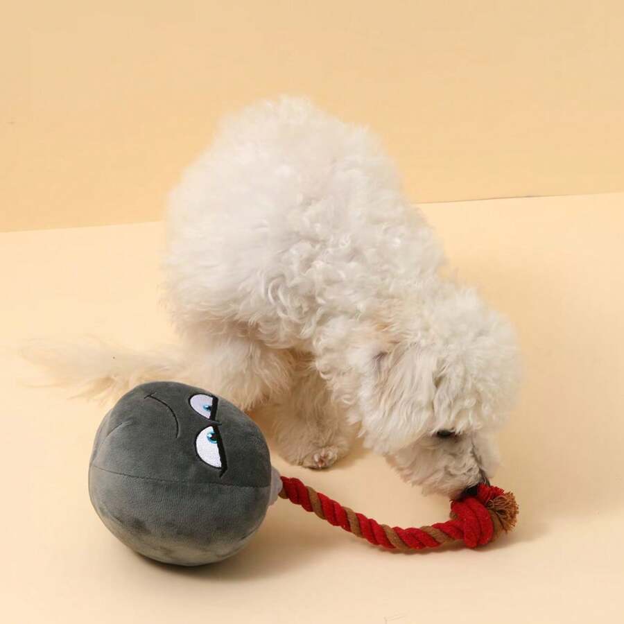 Pet Throwing Knot Toy Plush Dog Toy With Squeaker Angry Bomb With Voice ...