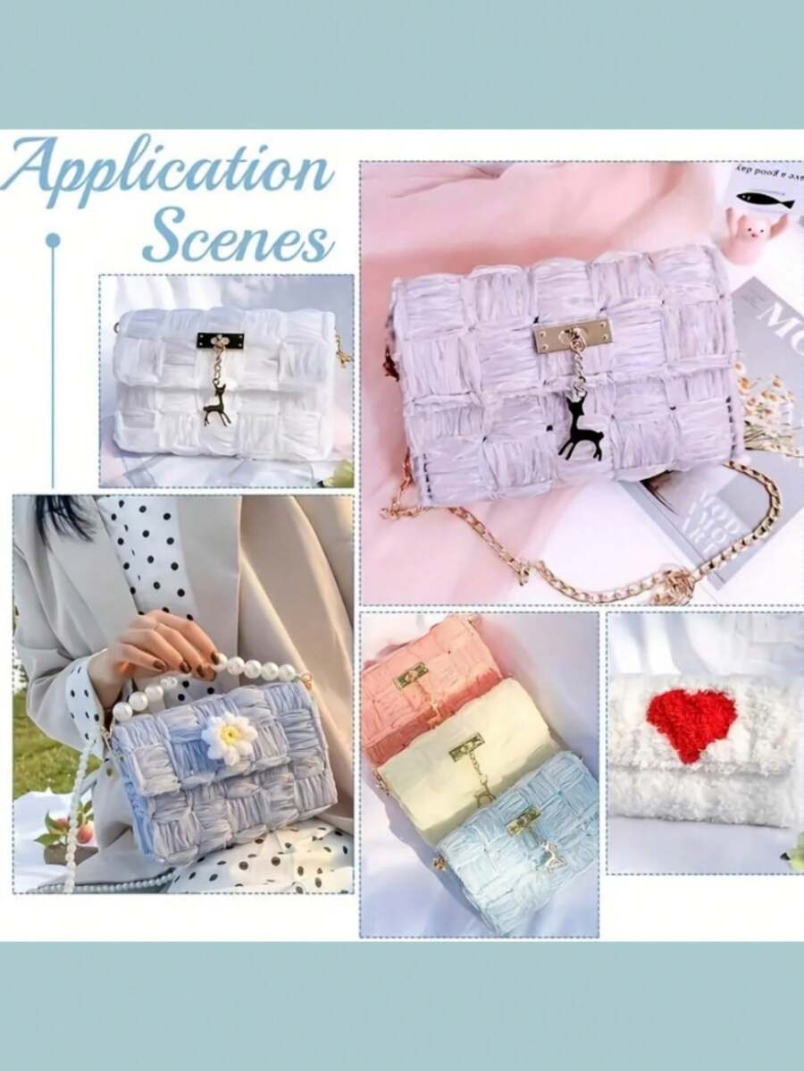 Hand-Woven Mesh Bag Webbing Set With Crochet Hook And Reinforcement Pad ...