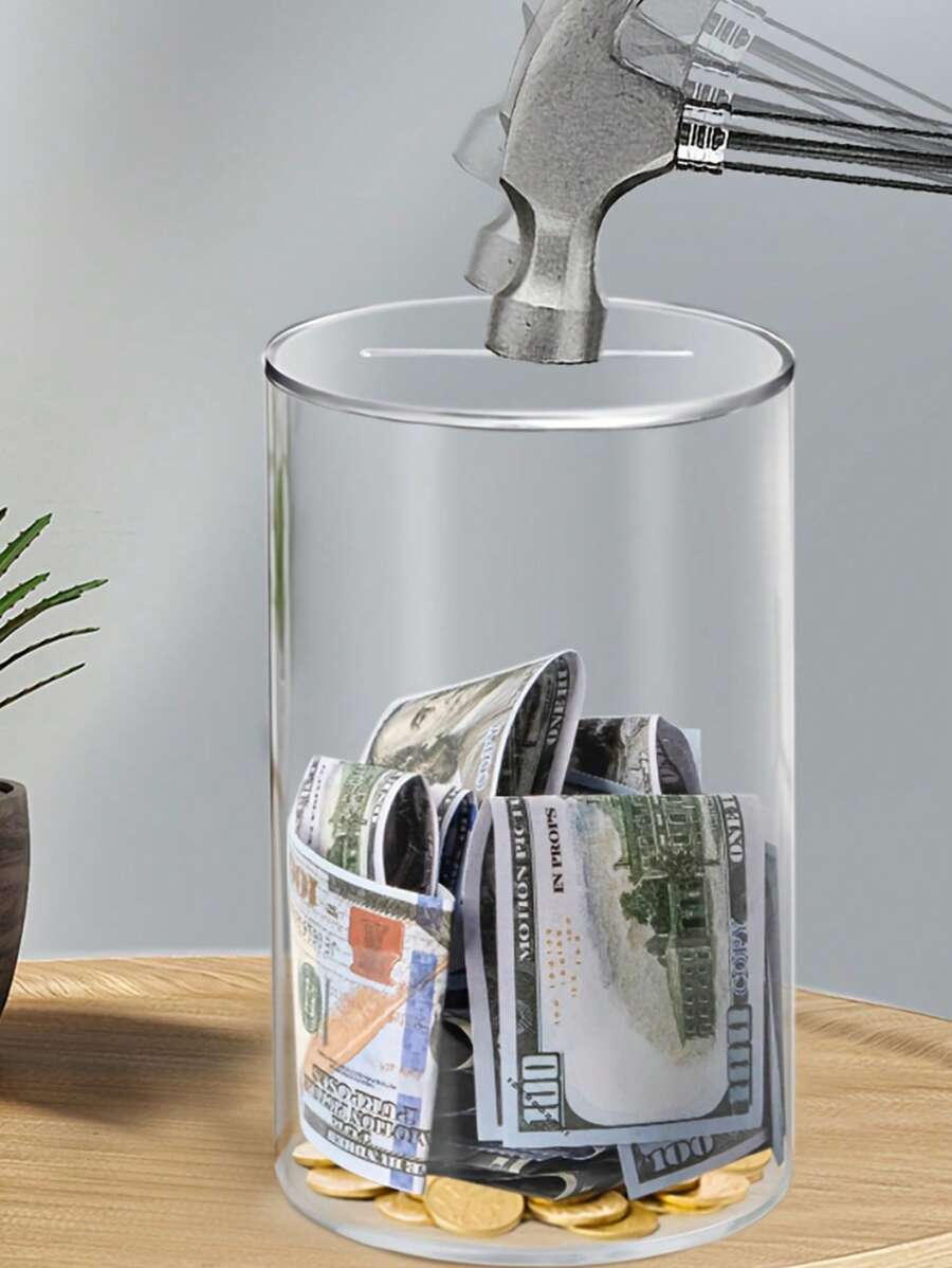 1pc Clear Acrylic Money Saving Bank, Transparent Piggy Bank With Non ...