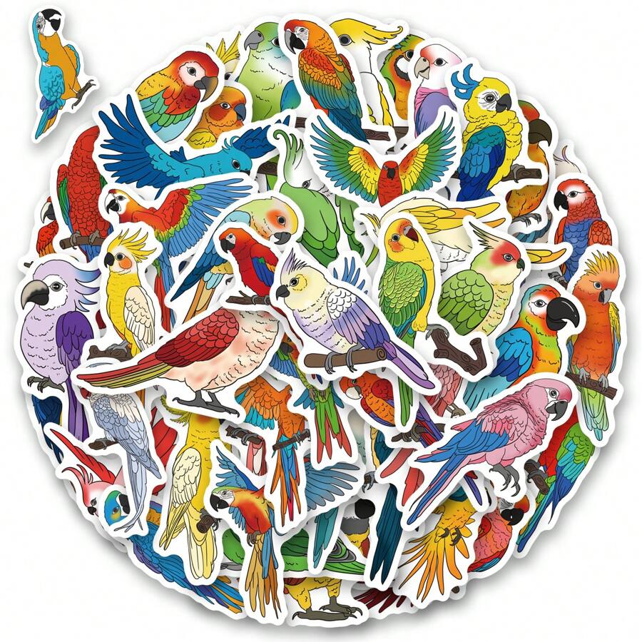 51Pcs Parrot Stickers Aesthetic Vinyl Stickers Decals Scrapbook ...