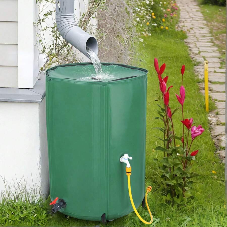 100 Gallon Rain Barrel Water Collection System, Collapsible Portable ...