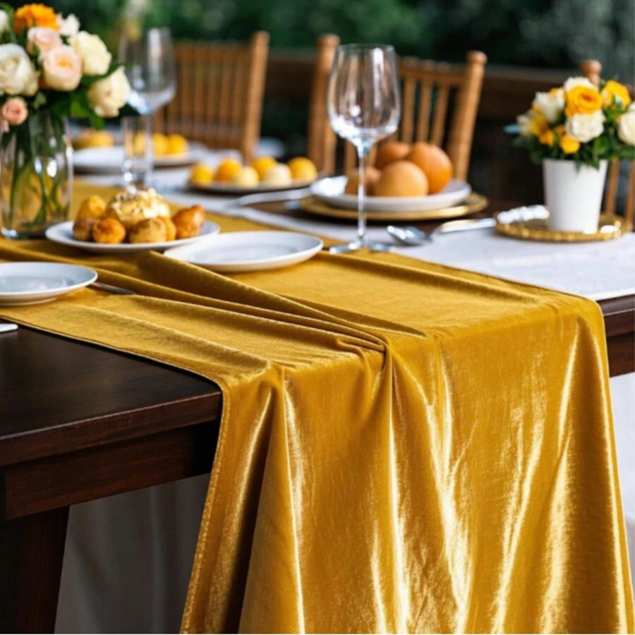 Gold Velvet Table Runner - Emerald Green Velvet Table Runner, For ...