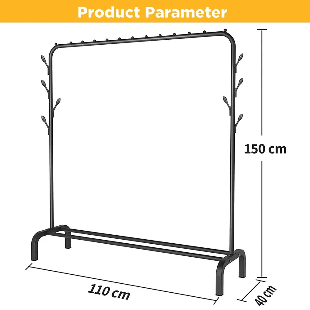 HEAVY DUTY SINGLE RAIL METAL HANGING RACK WITH GARMENT DISPLAY SHELF ...